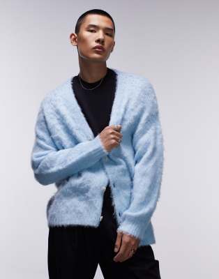 Topman brushed cardigan in blue | ASOS