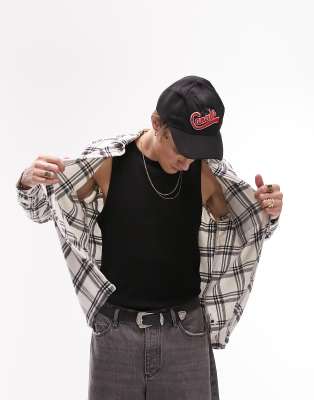 Topman brushed flannel check shirt in black and white | ASOS