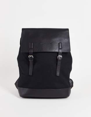 Topman canvas and pu rucksack in black | ASOS