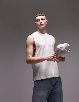 Topman classic fit tank top in ecru | ASOS