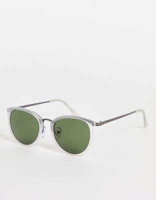 Topman clear round sunglasses with green lens | ASOS