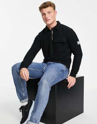 Topman Corduroy Polo In Black | ModeSens