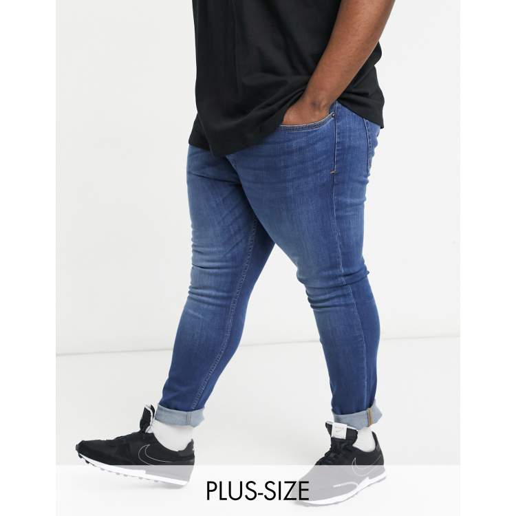 Topman cotton blend big stretch skinny jeans in mid wash MBLUE ASOS
