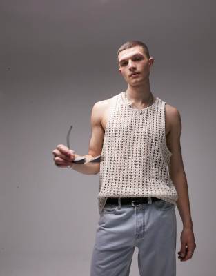 Topman crochet texture singlet in ecru | ASOS