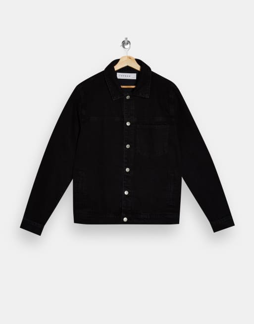 Topman Denim Jacket In Black