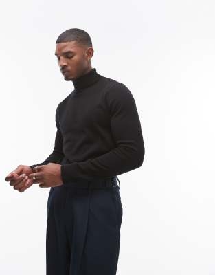 Topman essential roll neck in black | ASOS