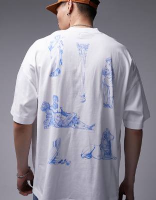 Topman extreme oversized fit t-shirt with front and back Greek column ...