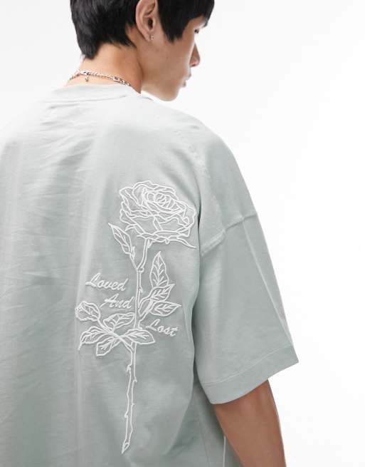 Topman Extreme Oversized Fit T Shirt With Front And Back Rose Love
