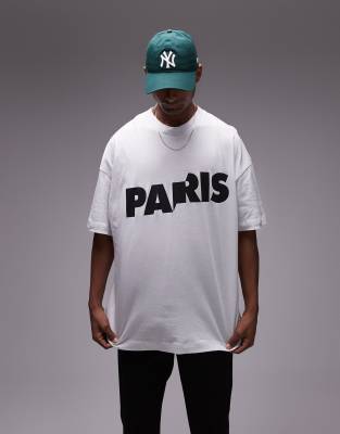 Topman extreme oversized fit t-shirt with Paris print in white | ASOS