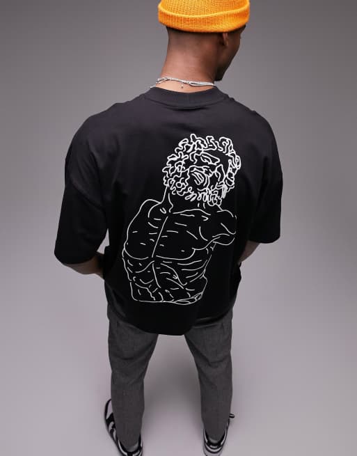 Topman Extreme Oversized T Shirt With Front And Back Forever Statue