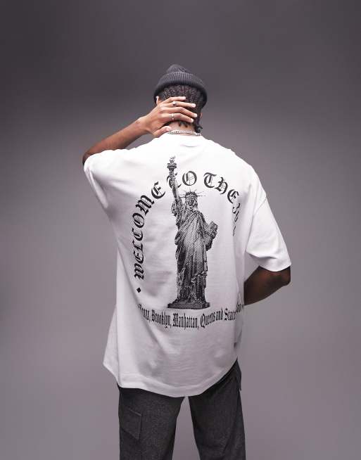 Topman Extreme Oversized T Shirt With Front And Back Liberty Print In
