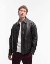 ASOS DESIGN faux leather boxy oversized harrington jacket in ASOS DESIGN faux leather boxy oversized harrington jacket in