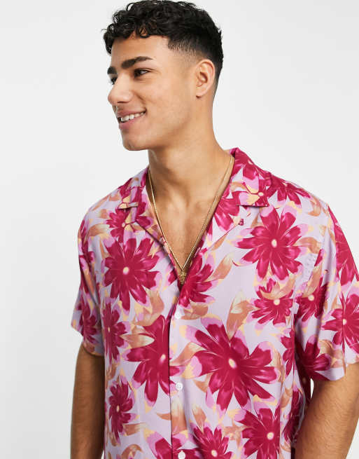 Topman Geblümtes Hemd Mit Reverskragen In Rosa Asos