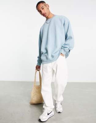 Topman heavyweight extreme oversized sweatshirt in blue | ASOS