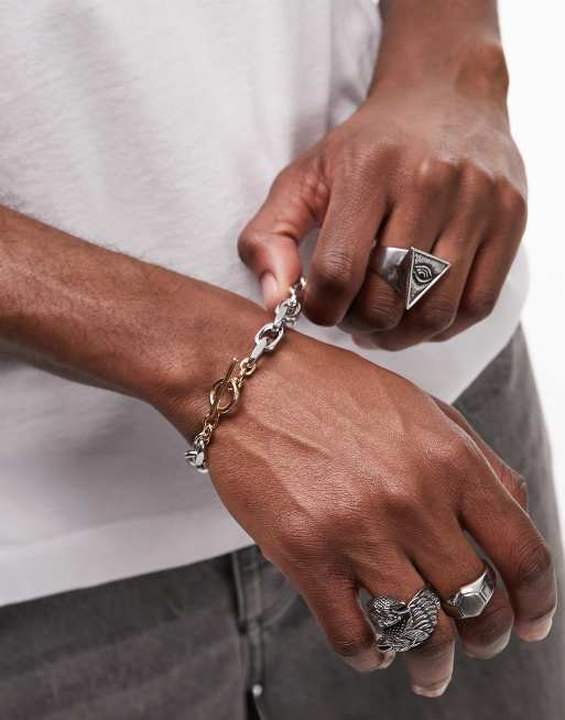 Topman Kettenarmband in Silber mit T Steg ASOS
