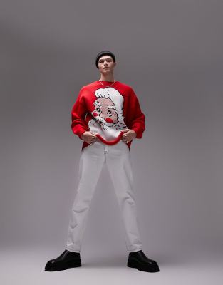 Topman knitted Christmas jumper with enlarged Santa face in red | ASOS