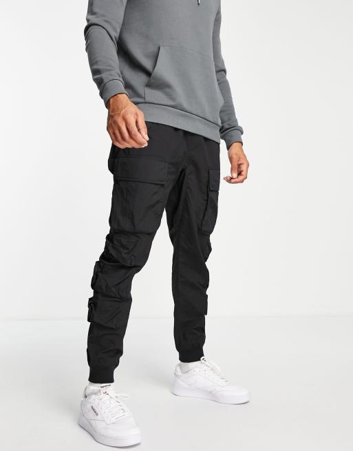 Topman Locker Geschnittene Cargohose Aus Nylon Mit Mehreren Taschen