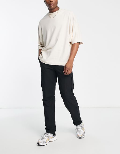 Topman loose cotton ripstop cargo pants in black | ASOS Topman loose cotton ripstop cargo pants in black | ASOS