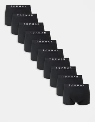 Topman - Lot de 10 boxers - Noir | ASOS