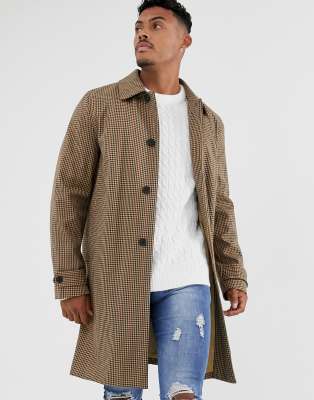 Topman mac in brown check | ASOS