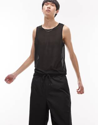 Topman mesh tank top in black | ASOS