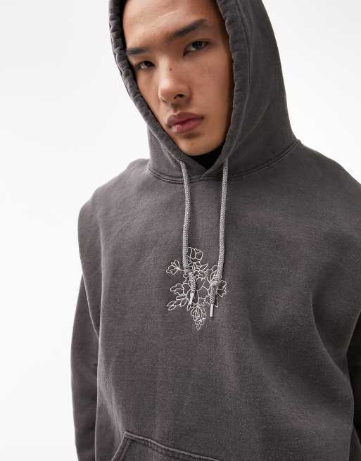 Topman Oversize Kapuzenpullover In Verwaschenem Schwarz Mit