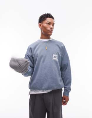 Topman oversized fit sweatshirt with archives of thought front and back ...
