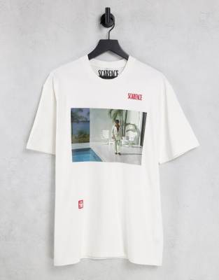 Topman oversized fit t-shirt with Scarface pool print in ecru | ASOS