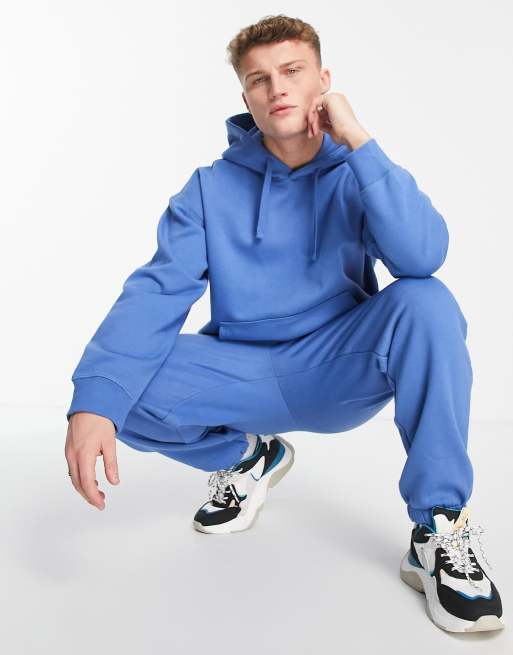 Topman Oversized Kapuzenpullover Aus Schwerem Material In Blau