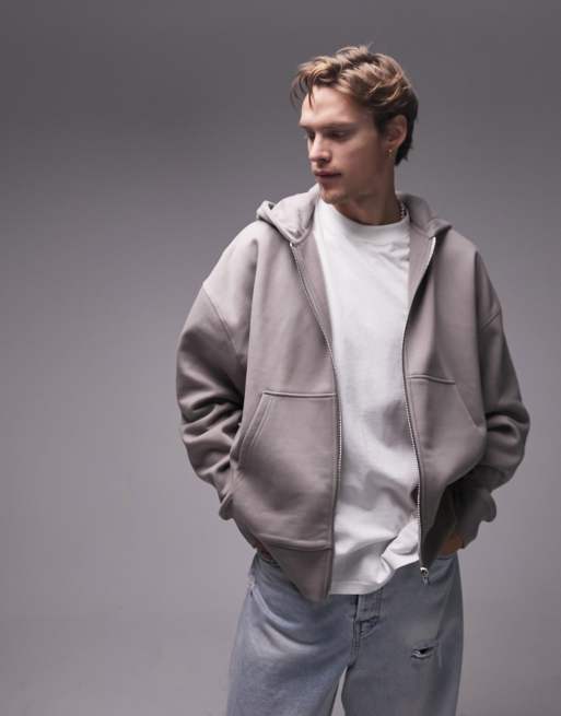 Topman Oversized Premium Hoodie Van Zware Kwaliteit Met Ritssluiting