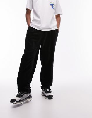 Topman - Pantalon de jogging baggy effet velours - Noir | ASOS