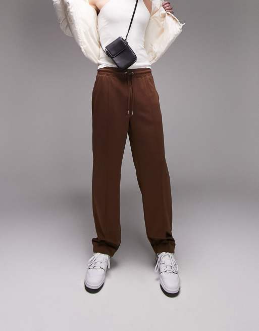 Topman - Pantalon de jogging droit à nervures - Marron | ASOS