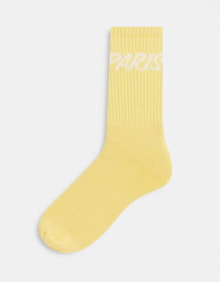 Topman paris tube sock in yellow | ASOS