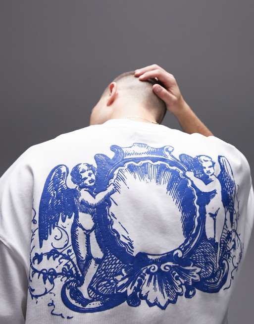 Topman Premium Extreme Oversized Fit T Shirt With Front And Back Angels