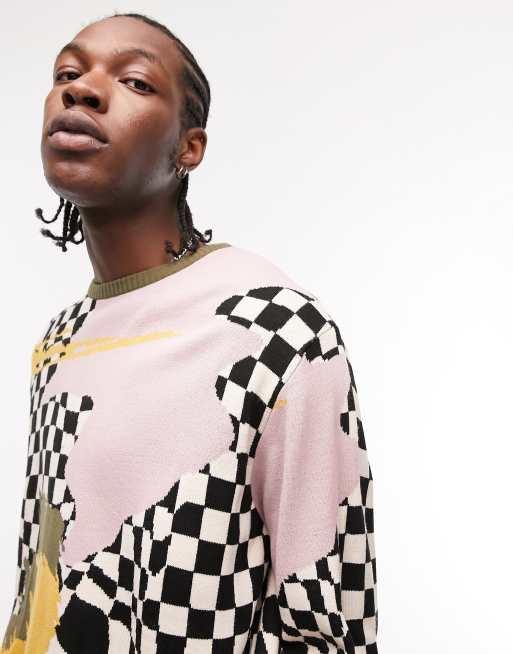 Topman Pull En Maille à Motif Damier Multicolore Asos