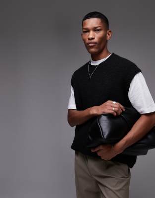 Topman relaxed fit knitted tank top in black | ASOS