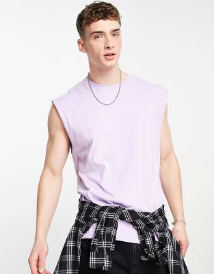 Topman relaxed fit tank top in lilac | ASOS