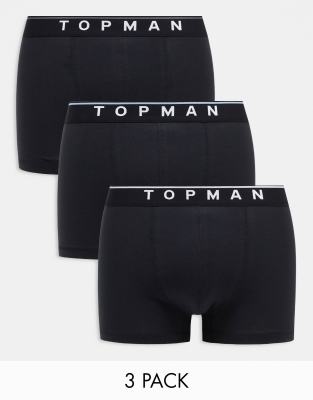 Topman - Set van 3 boxershorts in zwart met gekleurde randje aan de ...