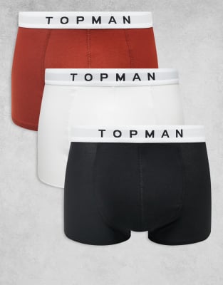Topman - Set van 3 boxershorts in zwart, wit en rood | ASOS
