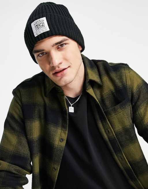 Topman signature beanie in polyester blend in black - BLACK | ASOS