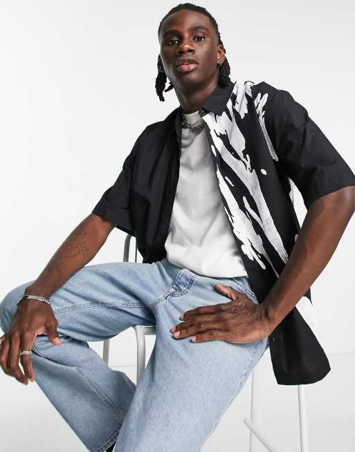 Topman - Signature - Chemise oversize à imprimé - Noir | ASOS