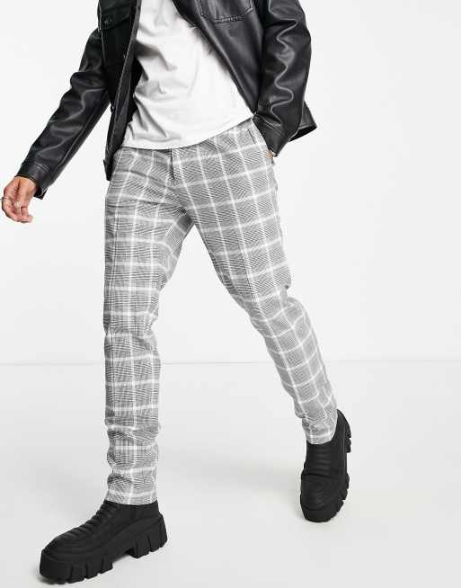 Topman skinny check pants in black and white | ASOS