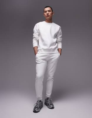 Topman slim fit trackies in white | ASOS