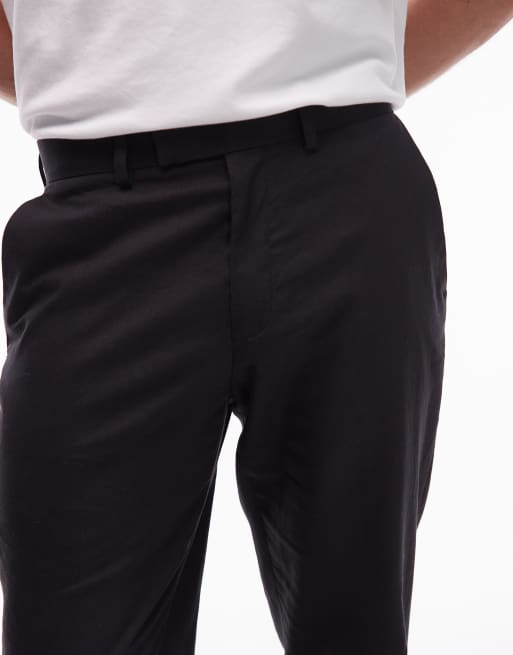 Topman smart cotton tapered pants in black | ASOS