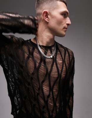 Topman smart ladder sweater in black | ASOS