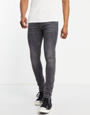 Topman Spray On Jeans In Washed Black Asos