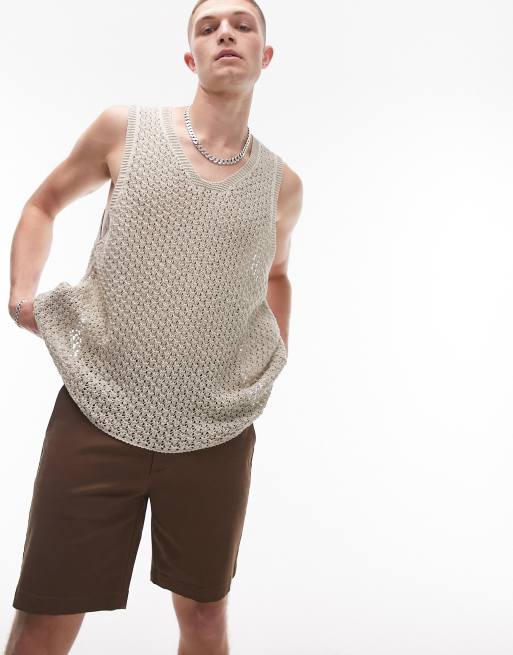Topman Strick Trägertop Mit Leiterstruktur In Steinbeige Asos