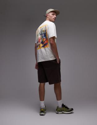 Topman - T-shirt oversize écru con stampa di paesaggio stile ...
