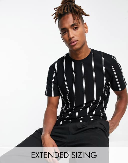 Topman vertical stripe t-shirt in black | ASOS