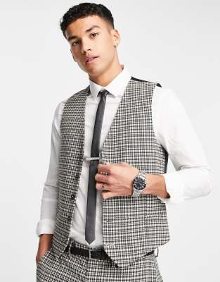 Topman vest in gray and navy check | ASOS